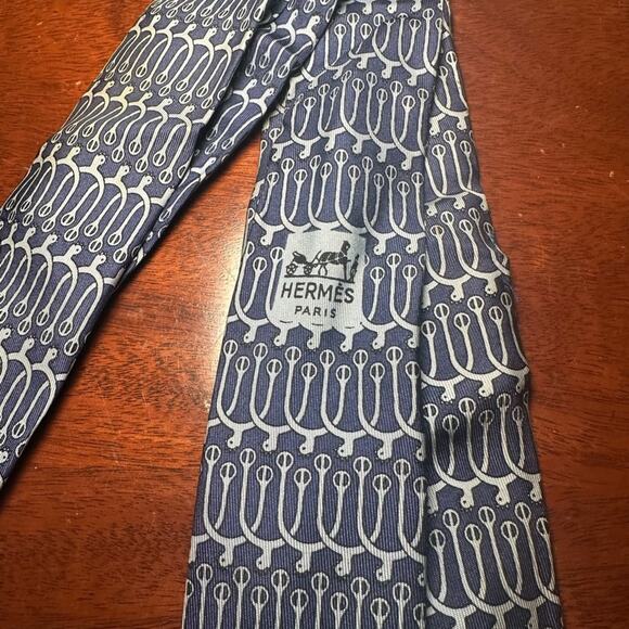 Hermes | Accessories | Herms Blue Twotoned Pattern Silk Tie With ...